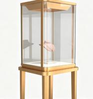 China Luxury Gold Vertical Jewelry Display Case, Glass Showcase for sale