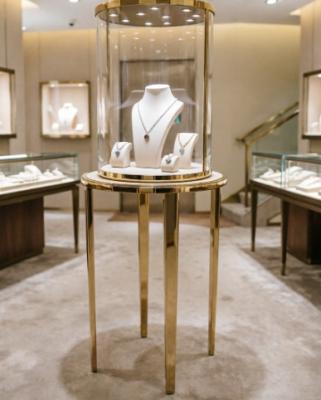 China Modern LED Lit Stainless Steel Luxury Jewelry Display Showcase Cabinet for Retail Store with Glass for sale
