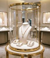 China Modern LED Lit Stainless Steel Luxury Jewelry Display Showcase Cabinet for Retail Store with Glass for sale