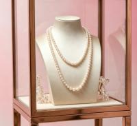 China Luxury Rose Gold Freestanding Jewelry Display Case, Premium Glass Showcase for Necklaces & Earrings for sale