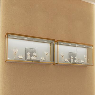 China Wall Mounted Jewelry Display Cabinet Metal Glass Wood Jewelry Wall Showcase for Store for sale