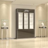 China Modern Wall Mount Jewelry Showcase Metal Glass Wood Commercial Display Furniture for sale