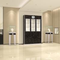 China Modern Wall Mount Jewelry Showcase Metal Glass Wood Commercial Display Furniture for sale