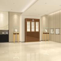 China Modern Wall Mount Jewelry Showcase Metal Glass Wood Commercial Display Furniture for sale