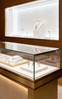 China Multi Layer Island Jewelry Showcase Solid Wood Metal Frame Tempered Glass Cabinet for sale