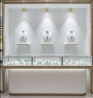 China Luxury Gold Frame Dome Glass Jewelry Display Case with LED Spotlight Customizable Finish Durable High Quality for sale