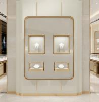 China Luxury Wall Mounted MDF Jewelry Display Cabinet with LED Lighting 2-Tier Necklace & Pendant Showcase for Jewelry Store Showroom for sale