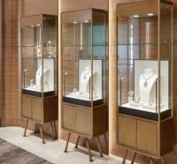 China Luxury Modern Freestanding Jewelry Display Cabinet with LED Lit Glass Showcase & Durable Wooden Storage for Mall Retail for sale