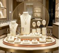 China Elegant Gold Jewelry Display Stand with Velvet Jewelry Showcase for Luxury Jewelry for sale
