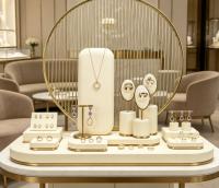 China Elegant Gold Jewelry Display Stand with Velvet Jewelry Showcase for Luxury Jewelry for sale
