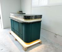 China Luxury Emerald Green Velvet Marble Jewelry Display Cabinet, High-End Glass Showcase for Fine Jewelry Retail for sale