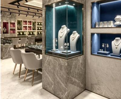 China Modern Luxury Mdf Jewelry Shop Furniture Wall Display Shelves Counter Design Jewelry Display Cabinet for Shopping Mall for sale