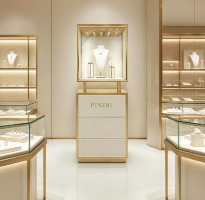 China Luxury Jewellery Counter Display Jewelry Store Furniture Glass Jewelry Display Cabinet with Light Jewelry Cabinet for sale