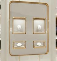 China Luxury Wall Mounted MDF Jewelry Display Cabinet with LED Lighting 2-Tier Necklace & Pendant Showcase for Jewelry Store Showroom for sale