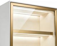 China Custom Luxury Tall Jewelry Display Cabinet, Premium White & Gold Stainless Steel Glass Showcase for High-End Jewelry Boutique for sale