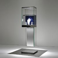 China Custom Luxury Floating Jewelry Display Tower, Premium Stainless Steel & Tempered Glass Showcase for High-End Jewelry Boutique for sale