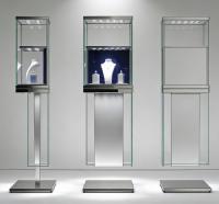China Custom Luxury Floating Jewelry Display Tower, Premium Stainless Steel & Tempered Glass Showcase for High-End Jewelry Boutique for sale