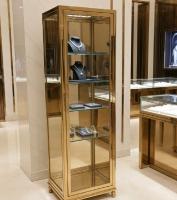 China Custom Gold LED Lit Metal Freestanding Multi-Layer Jewelry Display Tower with Durable Design for Retail Stores for sale