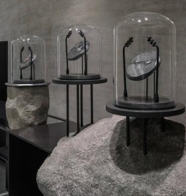 China Artistic Glass Cloche Jewelry Showcase | Freestanding Aluminium Frame | LED Lighting | Durable High Quality for Jewelry Shop for sale