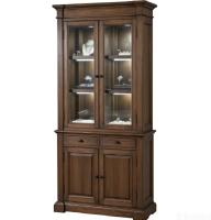 China Traditional Solid Wood Jewelry Display Cabinet | Dark Walnut Finish | LED Glass Showcase with Storage for Retail Stores & Malls for sale