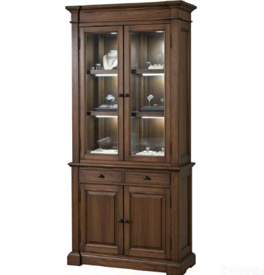 China Traditional Solid Wood Jewelry Display Cabinet | Dark Walnut Finish | LED Glass Showcase with Storage for Retail Stores & Malls for sale