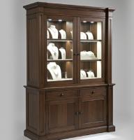 China Traditional Solid Wood Jewelry Display Cabinet | Dark Walnut Finish | LED Glass Showcase with Storage for Retail Stores & Malls for sale