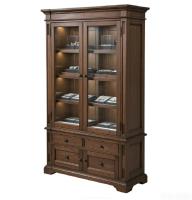 China Traditional Solid Wood Jewelry Display Cabinet | Dark Walnut Finish | LED Glass Showcase with Storage for Retail Stores & Malls for sale