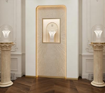 China Luxury Roman Column Jewelry Display Stand LED Lighting Custom Marble Necklace Showcase Glass Dome Durable High-End Jewelry for sale