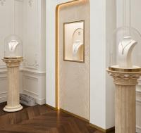 China Luxury Roman Column Jewelry Display Stand LED Lighting Custom Marble Necklace Showcase Glass Dome Durable High-End Jewelry for sale
