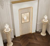 China Luxury Roman Column Jewelry Display Stand LED Lighting Custom Marble Necklace Showcase Glass Dome Durable High-End Jewelry for sale