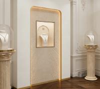 China Luxury Roman Column Jewelry Display Stand LED Lighting Custom Marble Necklace Showcase Glass Dome Durable High-End Jewelry for sale