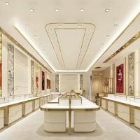 China High End Jewelry Shop Display Cabinet Solid Wood Metal Tempered Glass Jewelry Display Showcase for sale