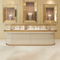 China High End Jewelry Shop Display Cabinet Solid Wood Metal Tempered Glass Jewelry Display Showcase for sale