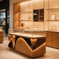 China Commercial High Grade Jewelry Display Cabinet Metal Glass Combined Wood Jewelry Showcase for sale