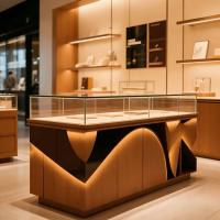 China Commercial High Grade Jewelry Display Cabinet Metal Glass Combined Wood Jewelry Showcase for sale