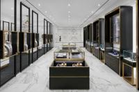 China Bespoke Jewelry Display Furniture Solid Wood Metal Glass Jewelry Cabinet for Jewelry Store for sale