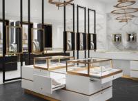 China Bespoke Jewelry Display Furniture Solid Wood Metal Glass Jewelry Cabinet for Jewelry Store for sale