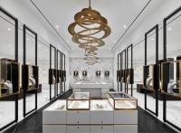 China Bespoke Jewelry Display Furniture Solid Wood Metal Glass Jewelry Cabinet for Jewelry Store for sale