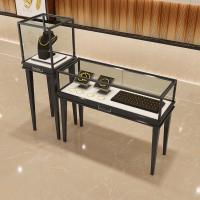 China Modern Minimalist Jewelry Display Stand Combination Tall Square Glass Tower + Long Display Counter Custom Logo for Jewelry Shop for sale