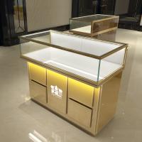 China Premium Glowing Jewelry Display Case Solid Wood Metal Frame LED Light Showcase for sale