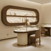 China Simple Style Jewelry Showcase Metal Frame Wood Panel Clear Glass Display Cabinet for sale