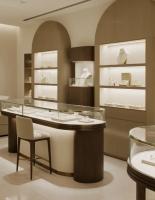 China Simple Style Jewelry Showcase Metal Frame Wood Panel Clear Glass Display Cabinet for sale