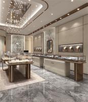 China Sleek Jewelry Shop Display Cabinet Metal Structure Wooden Base Transparent Glass Case for sale