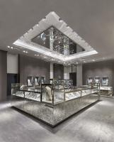 China Sleek Jewelry Shop Display Cabinet Metal Structure Wooden Base Transparent Glass Case for sale