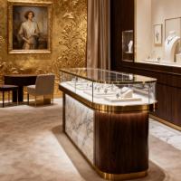 China Stable Structure Jewelry Display Case Metal Glass Combined Solid Wood Wholesale Cabinet for sale