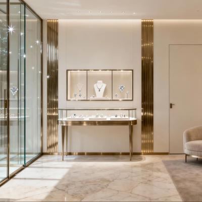 China Stylish Front Jewelry Display Case Metal Glass Wood Commercial Center Display Cabinet for sale