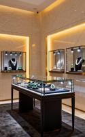 China Floor Standing Glass Jewelry Display Cabinet Stainless Steel Frame Commercial Use for sale