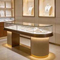 China Wooden Glass Jewelry Display Stand Table Top Small Jewelry Cabinet Glass Cover for sale