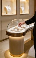 China Wooden Glass Jewelry Display Stand Table Top Small Jewelry Cabinet Glass Cover for sale