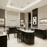 China Commercial Jewelry Display Furniture Custom Design Glass Stainless Steel Wood for sale